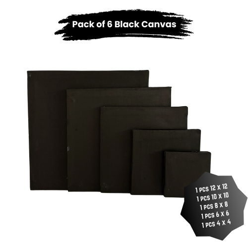 Pack of 5 primed black canvas boards for painting – Octagon Traders